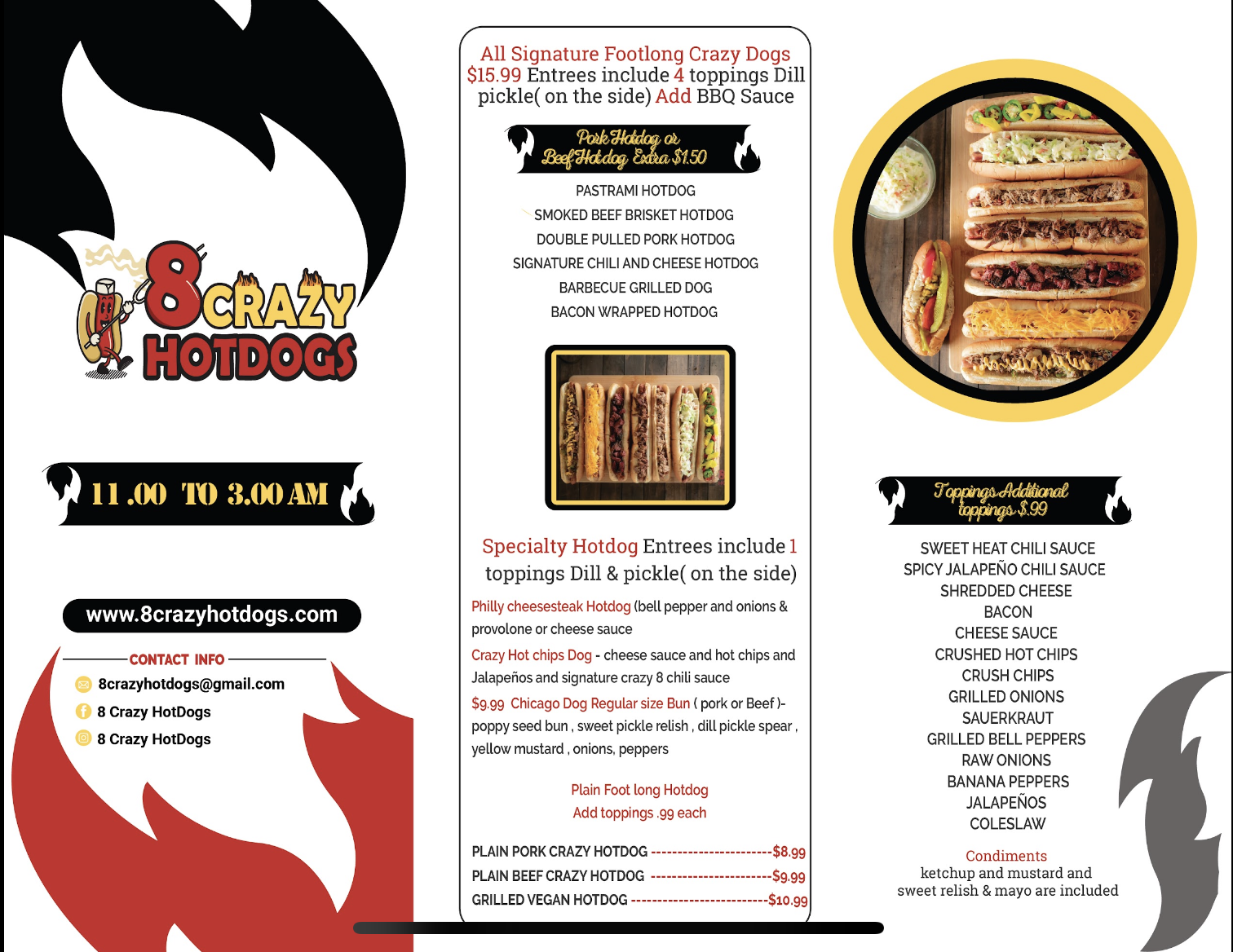 Menu – 8 Crazy Hot Dogs